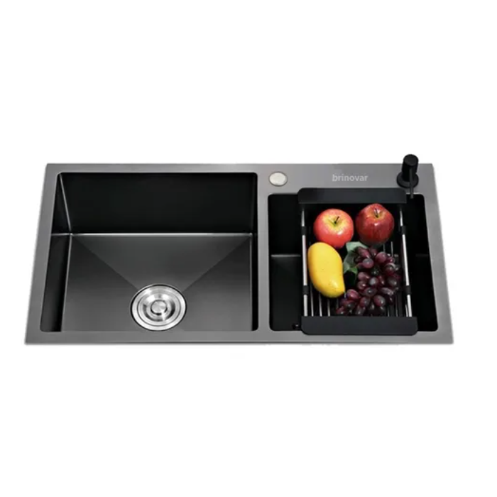 Cuba Pia Dupla Cozinha Gourmet Aço Inox Preta Com Acessórios Brinovar